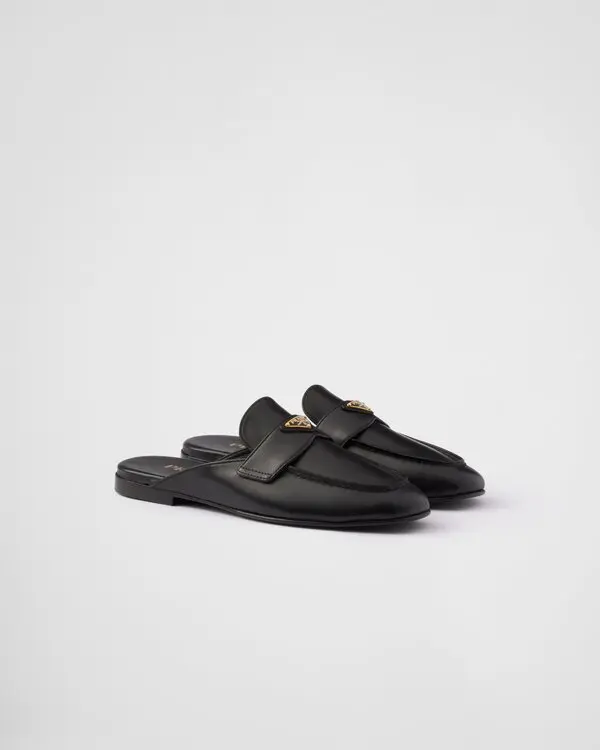 Prada Leather Slippers - Black