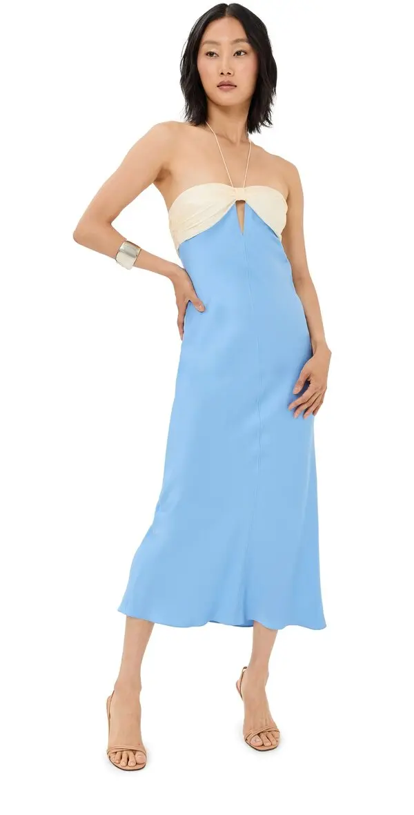 Anna October Brigid Midi Dress In Ivory/Sky Blue - 70% Off | Editorialist