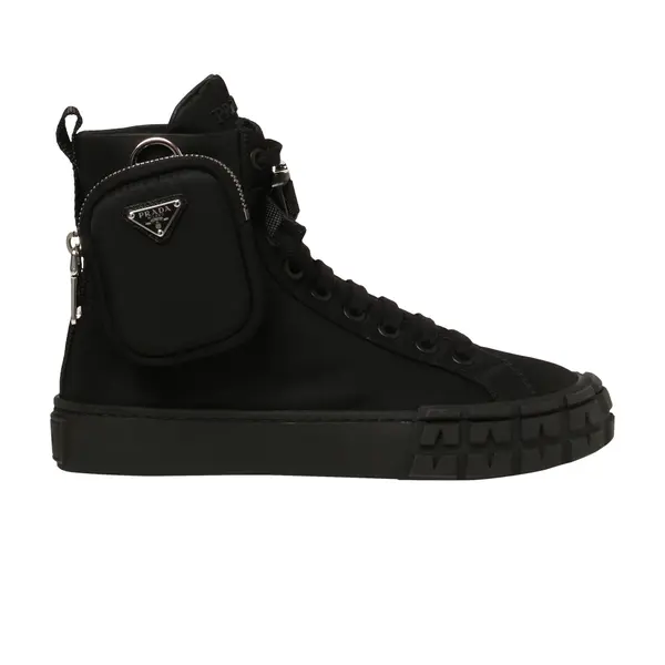 Prada Wheel Re-nylon High-top Sneakers - Black