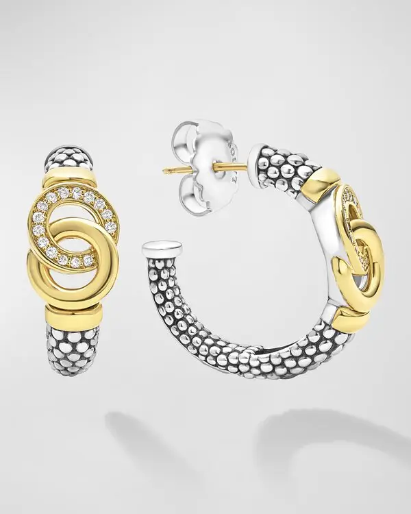 Lagos Signature Caviar Diamond Hoop Earrings