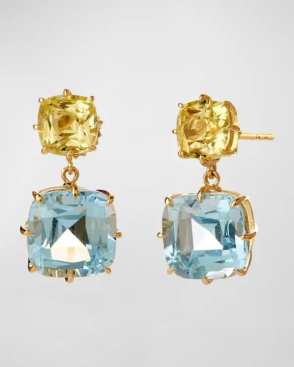 SYNA JEWELS 18k Yellow Gold Mogul Gemstone Drop Earrings