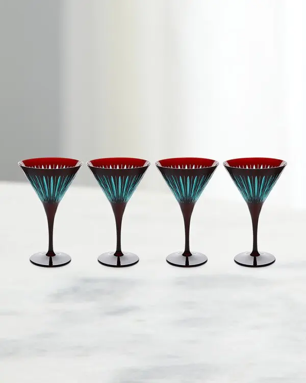 L'Objet Prism Martini Glasses, Set Of 4 - Bordeaux/topaz