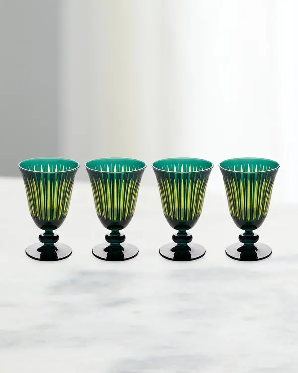 L'Objet Prism 9 Oz. Wine Glasses, Set Of 4 - Emerald/chartreuse