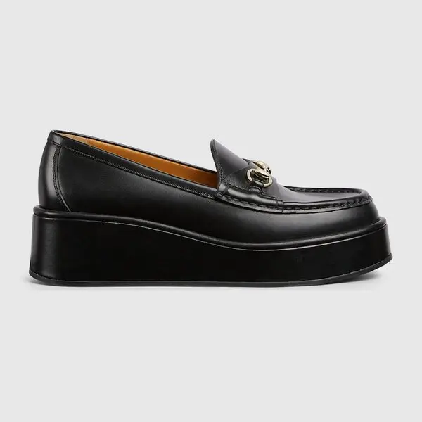 Gucci Horsebit Wedge Leather Loafer