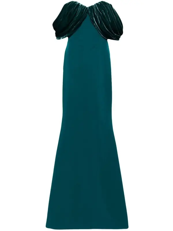 Rhea Costa Ivonna Crepe Gown - Green | Editorialist