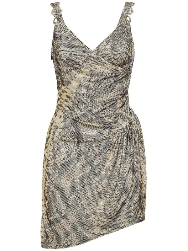 Philipp Plein Rhinestone-embellished Mini Dress - Neutrals