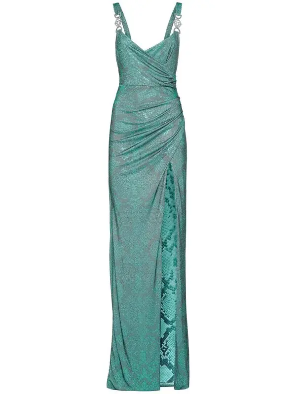 Philipp Plein Snake-print Rhinestone-embellished Maxi Dress