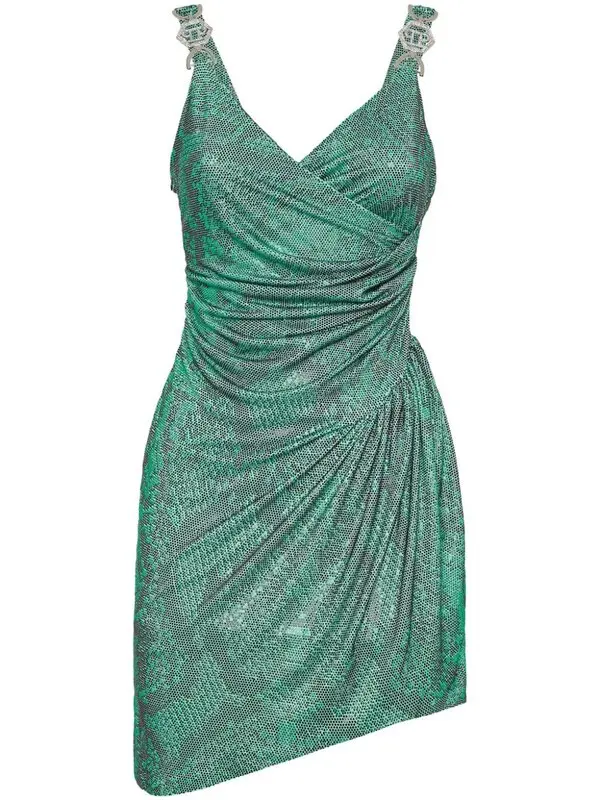 Philipp Plein Rhinestone-embellished Mini Dress - Green