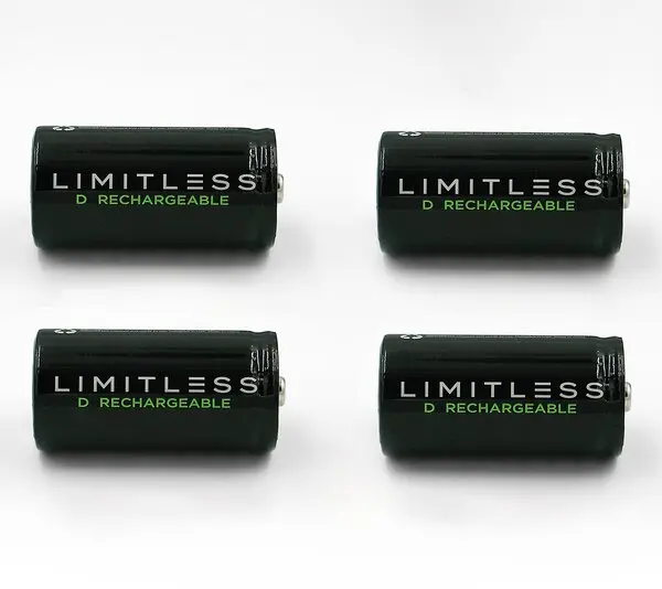 LIMITLESS Set Of 4 Rechargeable D 10,000mah/1.2v Batteries