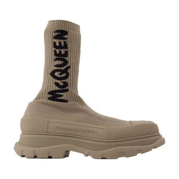 Alexander McQueen Tread Slick Band Sock Boots - Beige