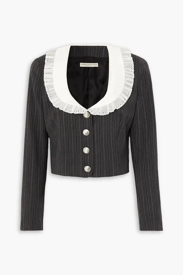Alessandra Rich Cropped Pinstriped Wool-blend Jacket