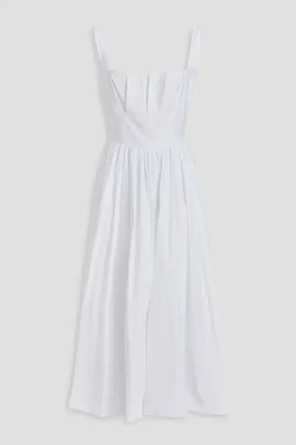 Emilia Wickstead Terry Gathered Cotton Poplin Midi Dress In White - 70% Off  | Editorialist
