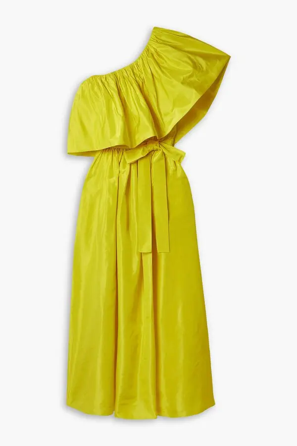 Adam Lippes One-shoulder Silk-taffeta Midi Dress