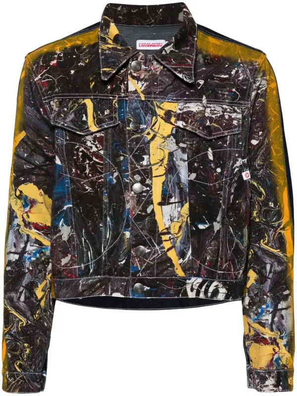 CHARLES JEFFREY LOVERBOY Painted Denim Jacket - Blue