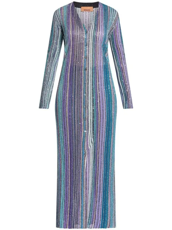Missoni Sequinned Pleated Cardigan - Blue