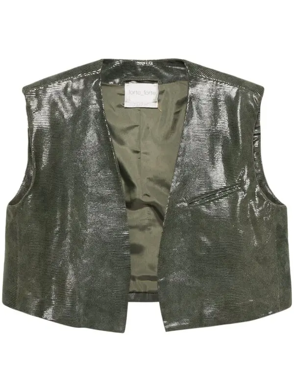 FORTE_FORTE Snakeskin-effect Leather Gilet