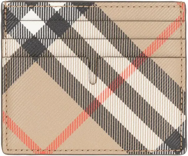Burberry Checked Motif Card Holder - Beige