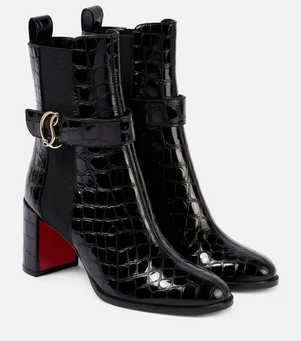 CHRISTIAN LOUBOUTIN Cl Croc-effect Leather Ankle Boots