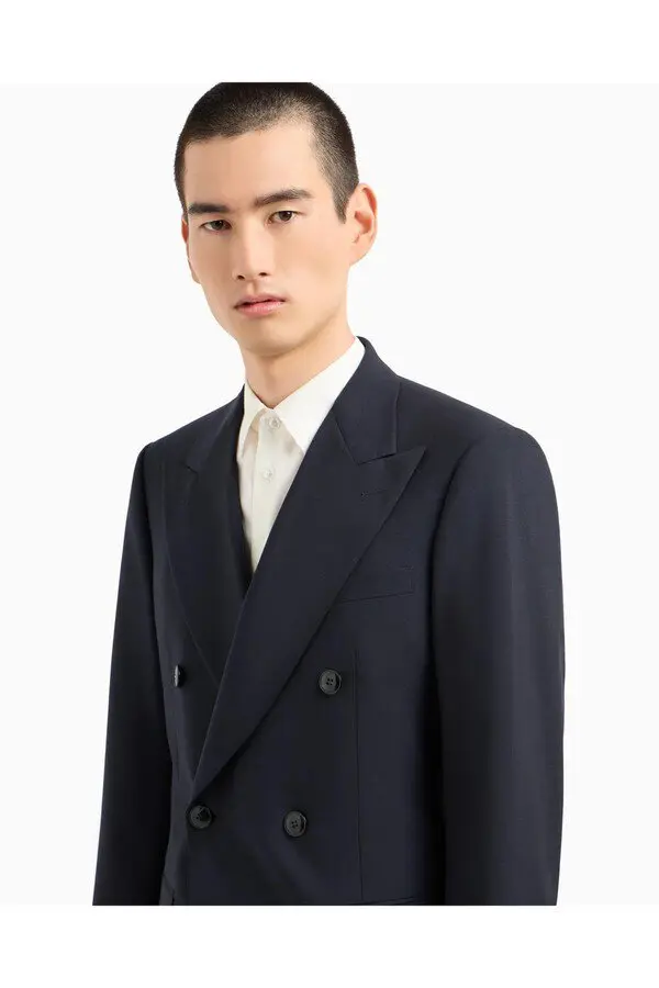 Giorgio Armani Virgin Wool And Cashmere Double-breasted Royal Line Suit - Blue