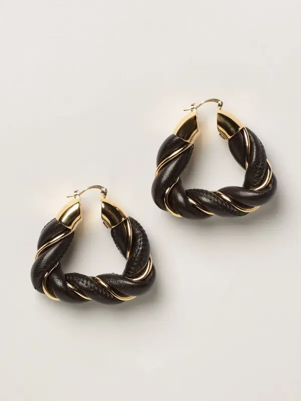 Bottega Veneta Earrings With Woven Leather Circles