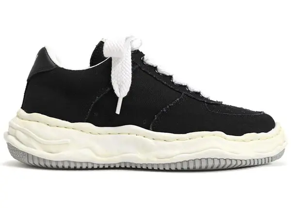 Mihara Yasuhiro Wayne Og Sole Washed Canvas Low Sneakers - Black/white
