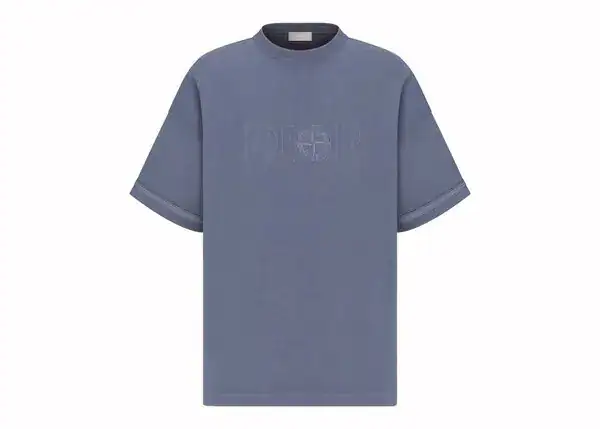 Dior X Stone Island Oversized Fit T-Shirt Blue Editorialist
