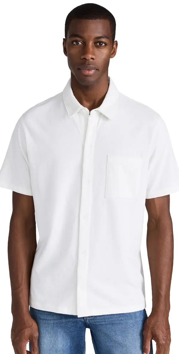 Vince Sueded Jersey Button Down Shirt - Off White