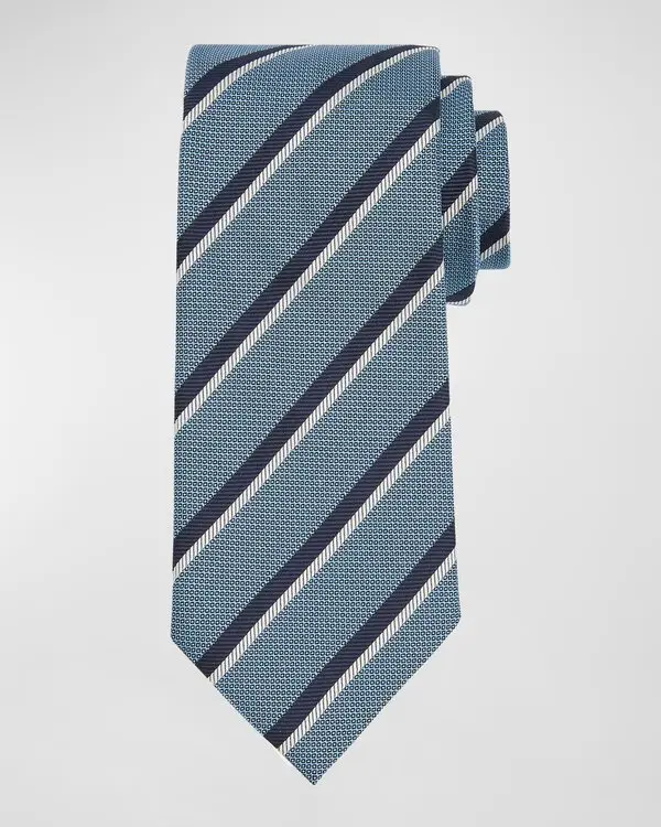 Zegna Herringbone Stripe Silk Neck Tie
