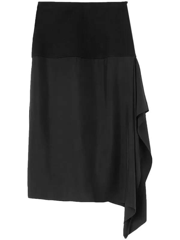 JIL SANDER Wool Draped Midi Skirt