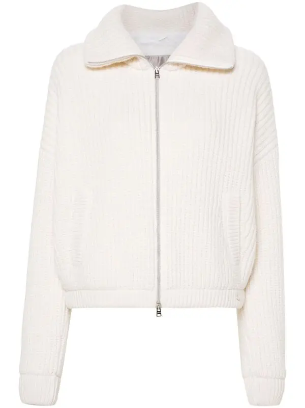 Herno Wool Zipped Cardigan - White