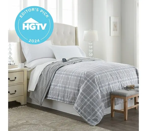 SHAVEL Micro Flannel Reverse To Sherpa Electri Blanket- Twin