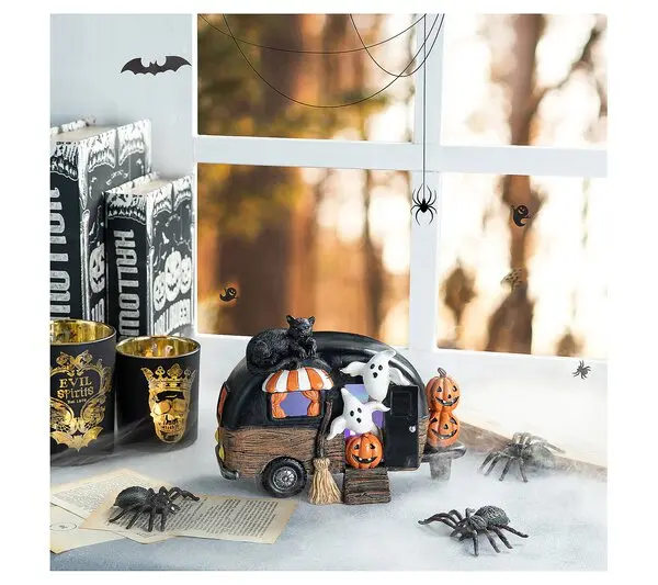 GLITZHOME 9.25l Halloween Lighted Camper Car Able Decor