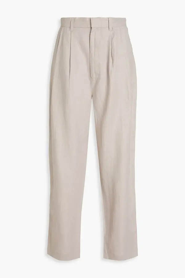 Enza Costa Pleated Linen Tapered Trousers