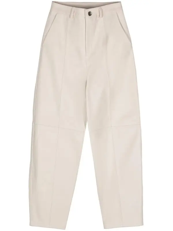 Eleventy Tapered Leather Trousers