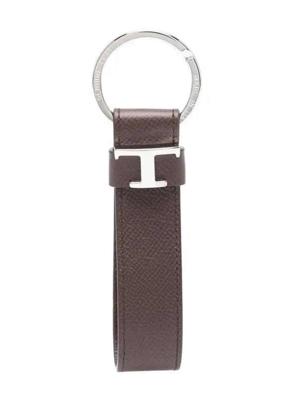 TOD'S Timeless-logo Leather Keyring - Brown