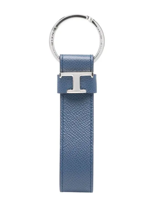 TOD'S Timeless-logo Leather Keyring - Blue