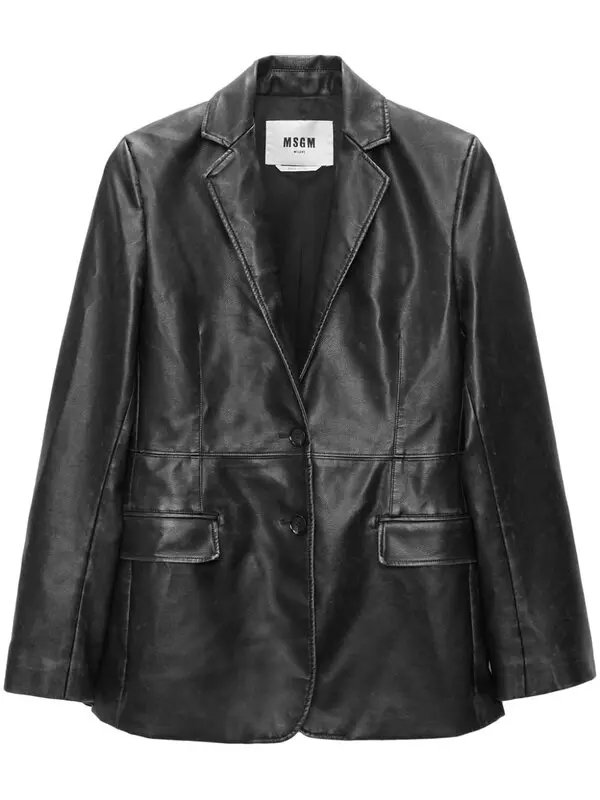 MSGM Single-breasted Leather Blazer