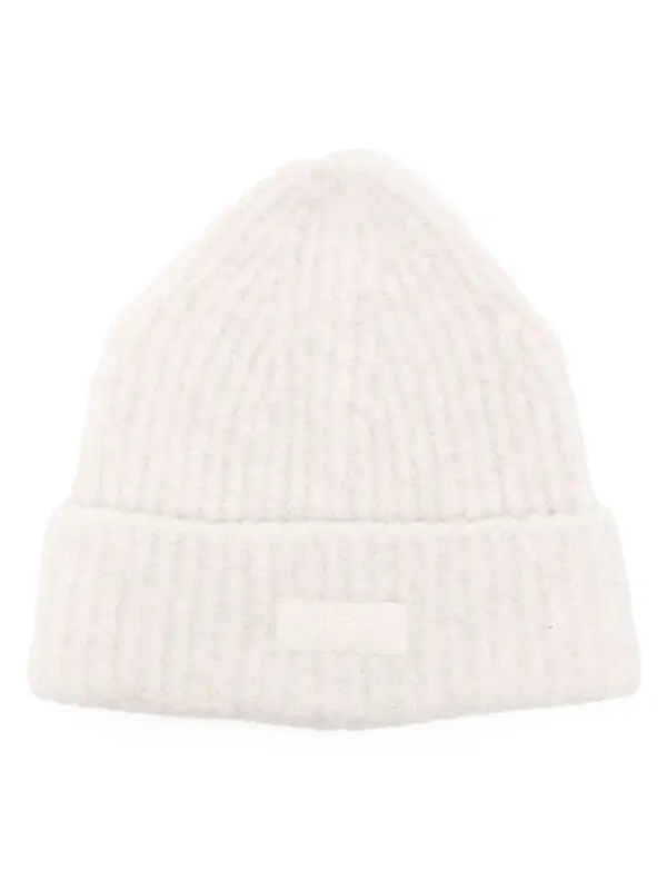 AUTRY Logo-patch Ribbed Beanie - White