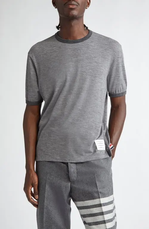 Thom Browne Ringer Stretch Wool T-shirt - Medium Grey