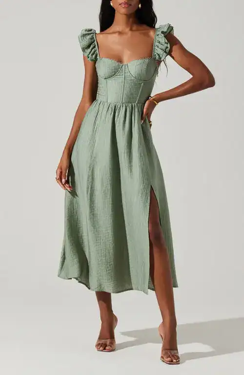 Astr The Label Wedelia Fit & Flare Dress In Sage - 35% Off | Editorialist