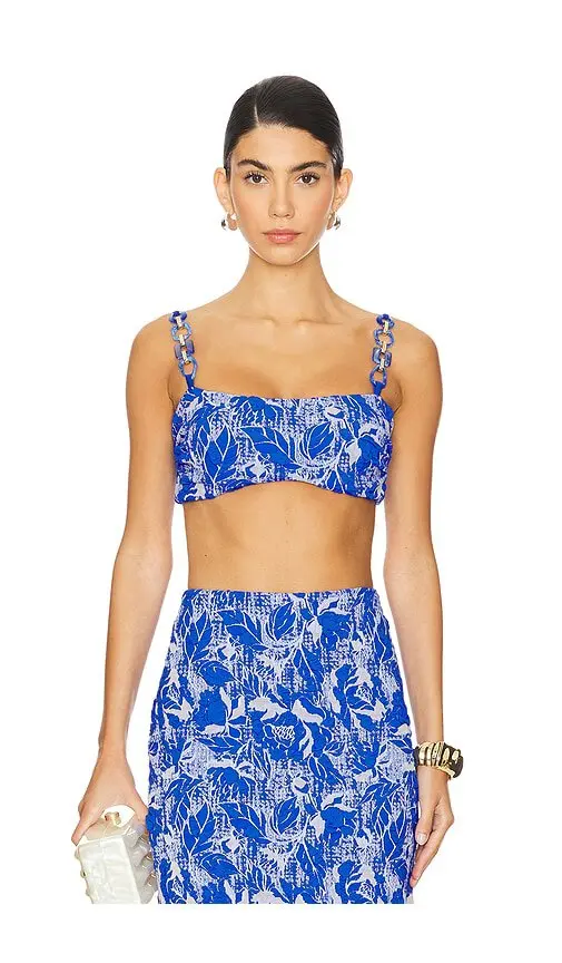 PatBO Stretch Jacquard Cropped Top