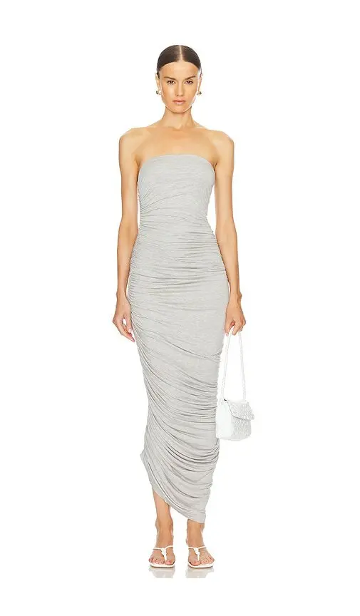 Norma Kamali Strapless Diana Gown - Light Grey