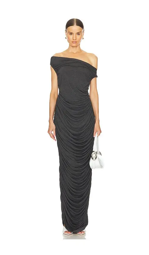 Norma Kamali Drop Shoulder Side Shirred Gown