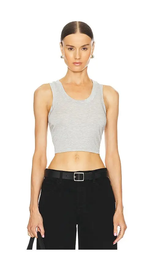 Norma Kamali Cropped Racer Tee - Light Grey