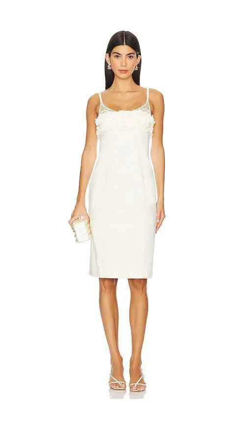white christmas dresses Sequin Square Neck Pencil Dress, Cream – Jolie Moi Retail main image 1