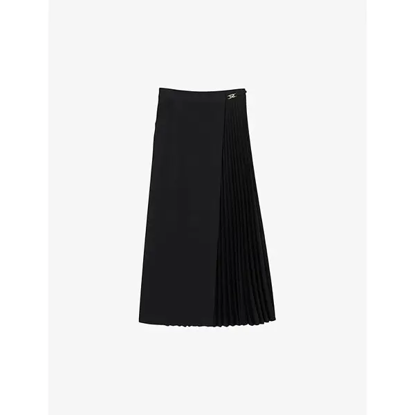 Sandro Chain-embellished Pleated Maxi Skirt - Noir / Gris