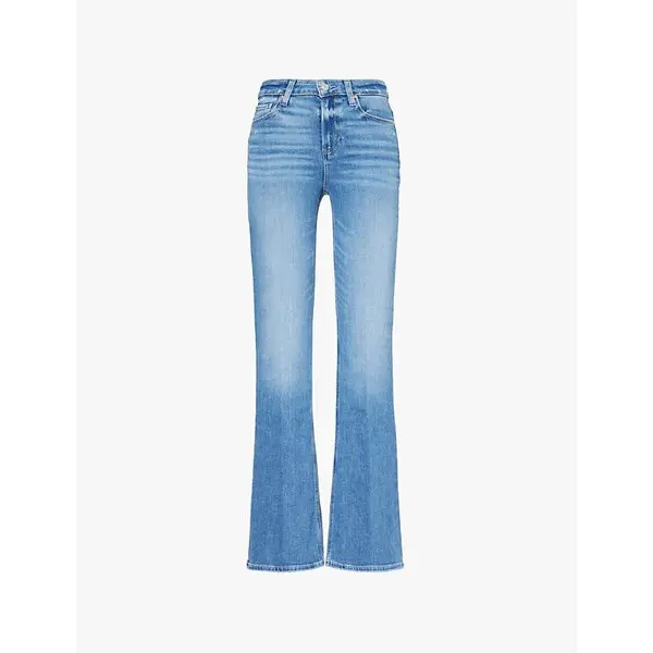 Paige Laurel Canyon Faded-wash Flared High-rise Stretch-denim Blend Jeans