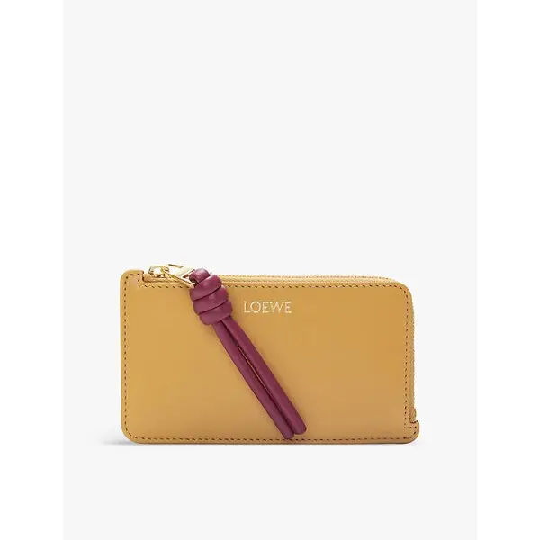 Loewe Knot Leather Card Holder - Sahara/crimson