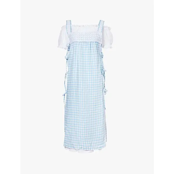 Sleeper Gingham-Pattern Linen Midi Dress In Blue Vichy - 56% Off |  Editorialist
