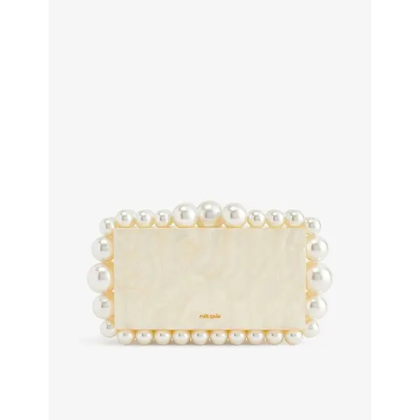 Cult Gaia Eos Faux-pearl And Acrylic Clutch - Ivory
